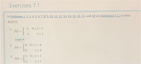 Solved Exercises 7 1 In Problems 1 2 3 4 5 6 7 8 9 Chegg Com