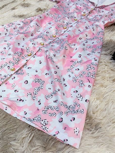 เดรส ผ้าลายดอก คอปก กระดุมหน้า แขนตุ๊กตา ยาว 32อก 36เอว 30สพ 42 เสื้อผ้าแฟชั่นราคาถูก Thaipick