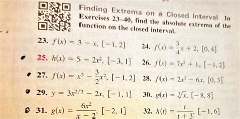 Solved Finding Extrema On A Closed Interval In Exercises Chegg Com