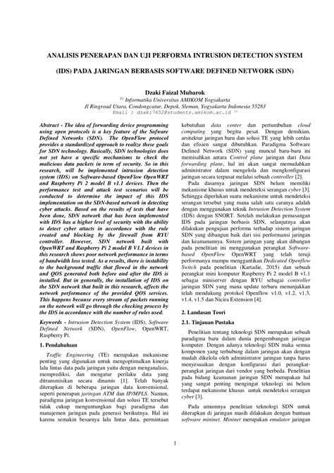 Pdf Analisis Penerapan Dan Uji Performa Intrusion Detection System Ids Pada Jaringan