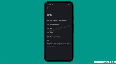 Set File Transfer As The Default USB Connection In Android DroidWin