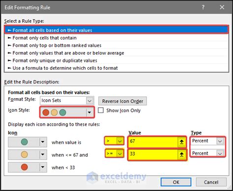 How To Insert Conditional Formatting Icon Sets Based On Percentage In
