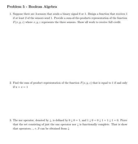 Solved Problem 5 Boolean Algebra 1 Suppose There Are