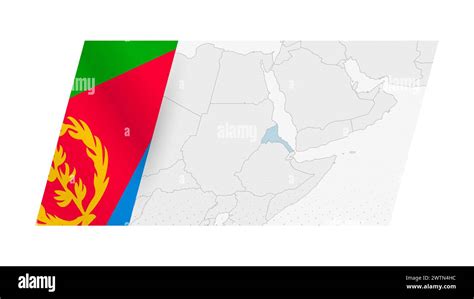 Eritrea Map In Modern Style With Flag Of Eritrea On Left Side Vector Illustration Of A Map
