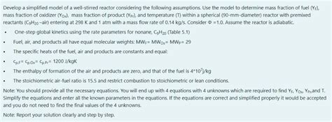 Develop A Simplified Model Of A Well Stirred