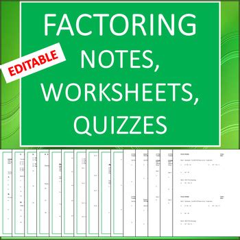 Alg 2 Factoring Review And Solving By Factor Notes Hw Quizzes Keys