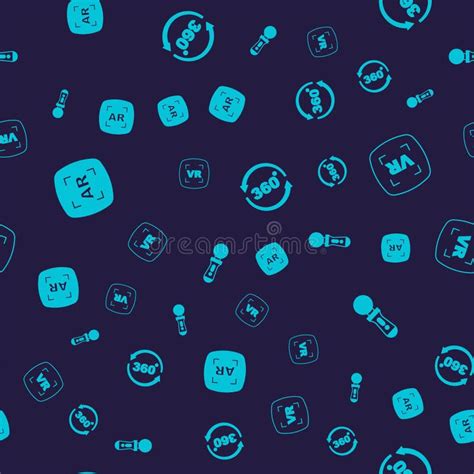 Set Augmented Reality Ar Virtual 360 Degree View And Vr Controller Game On Seamless Pattern