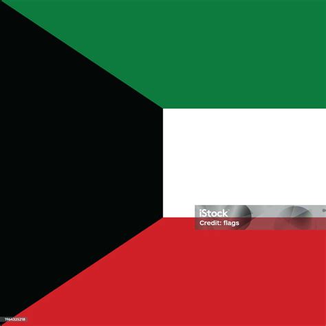 쿠웨이트 국기 플래그 아이콘입니다 표준 색상 사각형 깃발입니다 컴퓨터 일러스트레이션 디지털 일러스트레이션 벡터 일러스트 레이