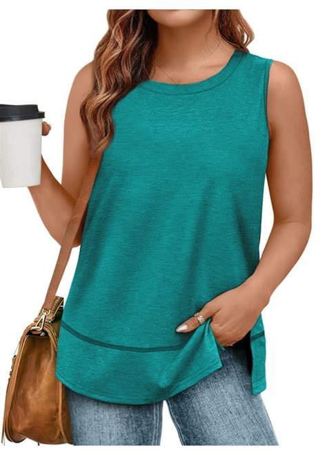 Cflvaek Plus Size Womens Cotton Linen Tank Tops Casual Crewneck Pleated