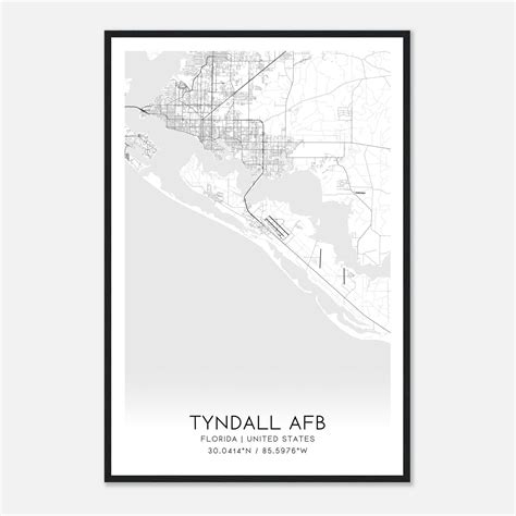 Tyndall Afb Florida Map Poster Modern Home Decor Wall Art Print