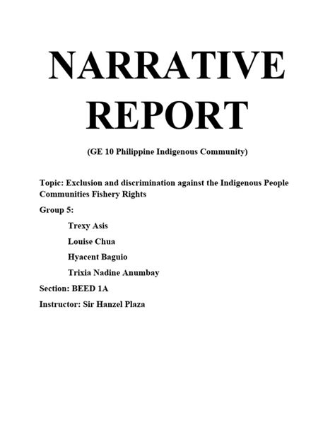 Narrative Report Pdf Indigenous Peoples Philippines