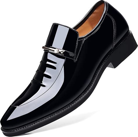 Mens Business Casual Loafers Patent Leather Formal Oxford