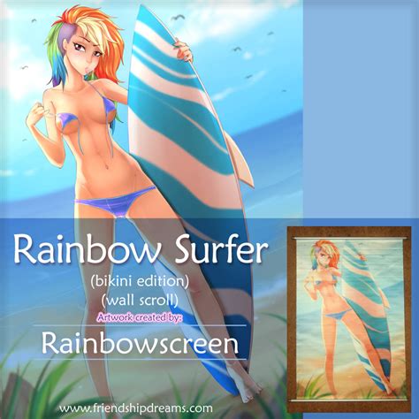 Rainbow Surfer Wall Scroll By Rainbowscreen By Friendshipdreams Hentai Foundry