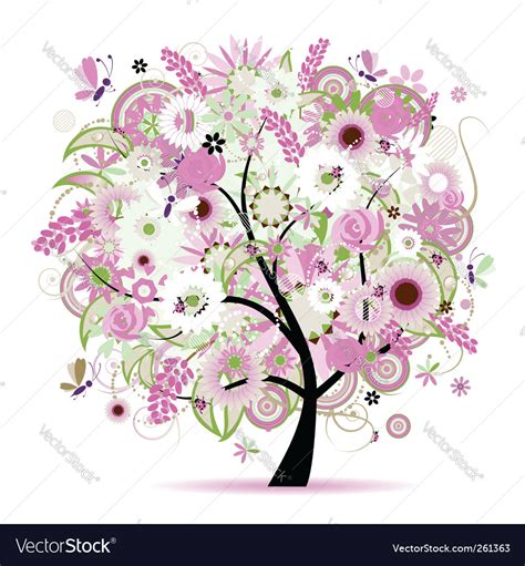 Floral Tree Royalty Free Vector Image VectorStock Floral Tree Royalty Free Vector Image VectorStock