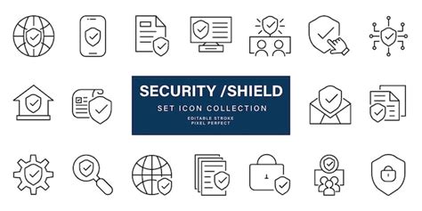 Premium Vector Security Shield Vector Set Icon Templates For