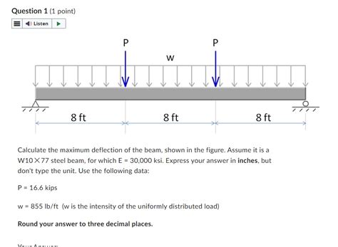 Solved Calculate The Maximum Deflection Of The Beam Shown