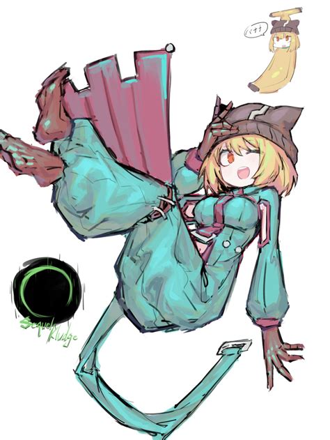 Alasharx Sequel Series Brown Footwear Absurdres Highres 1girl Aqua Bodysuit Banana