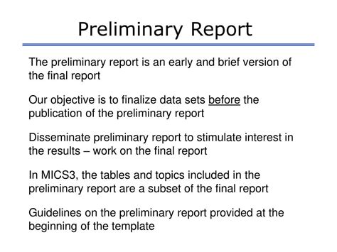 Ppt Overview Of Preliminary And Final Reports Powerpoint Presentation