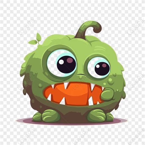 귀여운 할로윈 괴물 클립 아트 흰색 배경 만화에 앉아 귀여운 녹색 괴물 얼굴 벡터 Png 일러스트 무료 다운로드 Lovepik