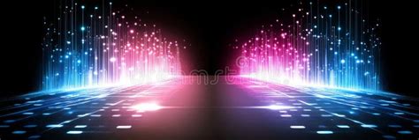 Futuristic Pink And Blue Lines Glow Against An Abstract Background In A Digital Data