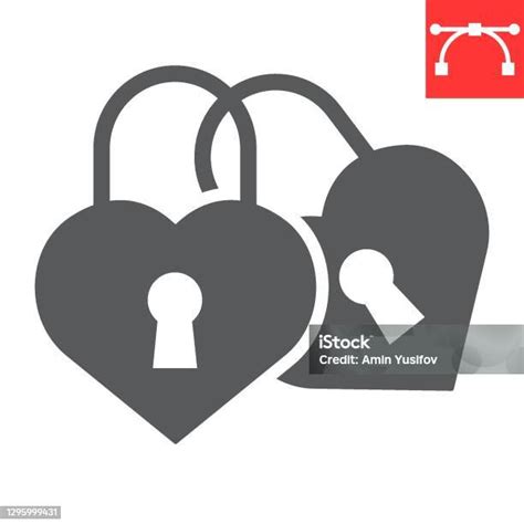 사랑 잠금 글리프 아이콘 발렌타인 데이와 웨드 록 사랑 자물쇠 사인 벡터 그래픽 편집 스트로크 솔리드 아이콘 Eps 10 사랑의 자물쇠에 대한 스톡 벡터 아트 및 기타