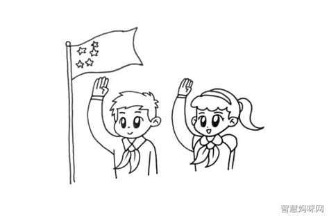 少先队员简笔画背面 少先队员简笔画敬礼 大山谷图库