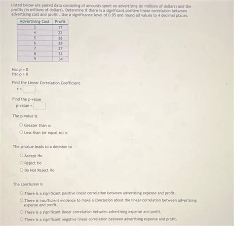 Solved Listed Below Are Paired Data Consisting Of Amounts