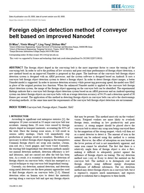Foreign Object Detection Method Of Conveyor Belt Pdf Signal To Noise Ratio