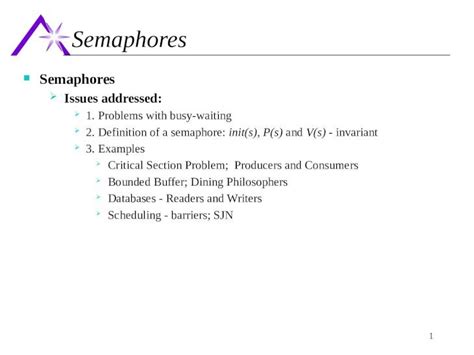 ppt 1 semaphores n semaphores issues addressed 1 problems with busy waiting 2 definition of