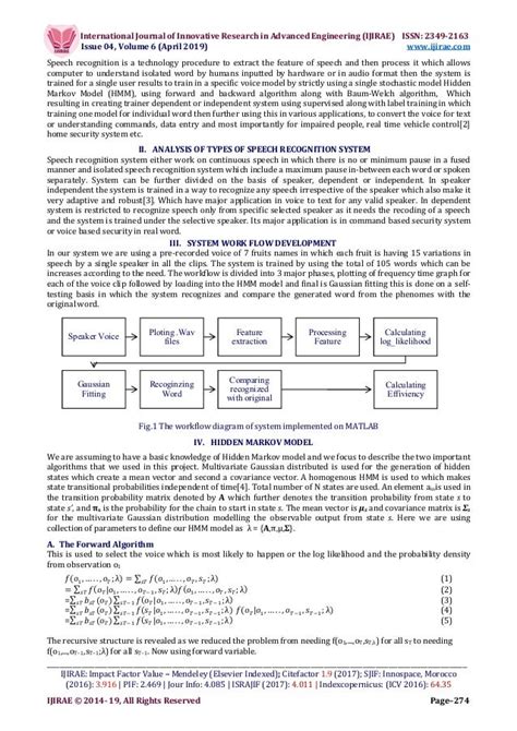 Hmm Application In Isolated Word Speech Recognition