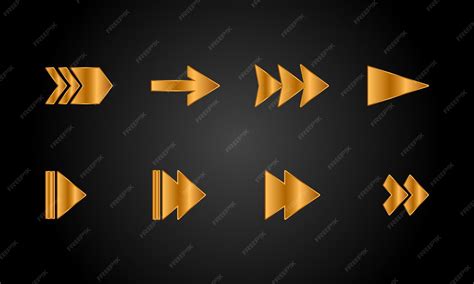 Conjunto De Flechas Derechas Doradas Vector Premium