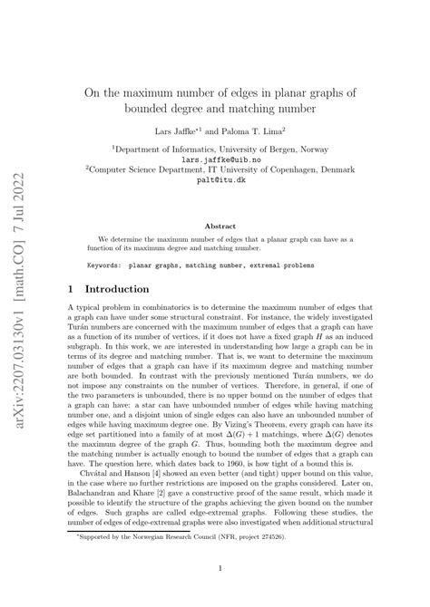 Pdf On The Maximum Number Of Edges In Planar Graphs Of Bounded Degree
