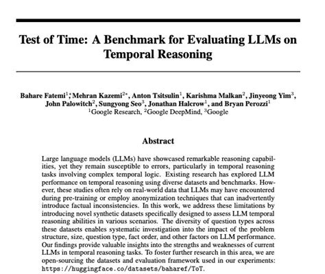 Test Of Time A Benchmark For Evaluating Llms On Temporal Reasoning Large Language Models Llms