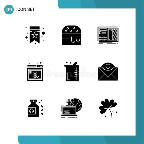Stock Vector Icon Pack Of 9 Line Signs And Symbols For Chemistry Biochemistry Plan Bigger