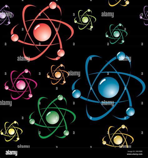Abstract Background With Symbol Of Atom Seamless Pattern Vector Illustration Stock Vector