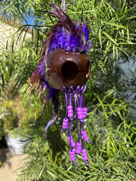 Hawaiian Kamani Ikaika Helmet Purple Brown Decor Car Hanging Etsy