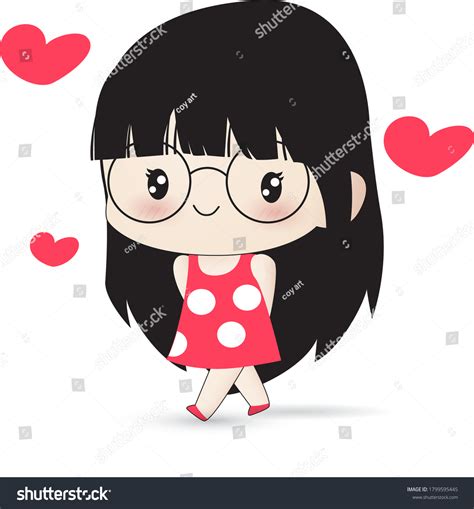 Cute Girl Glasses Vector Illustration Stock Vector Royalty Free