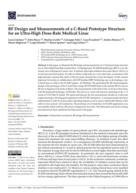 Pdf Rf Design And Measurements Of A C Band Prototype Structure For An Ultra High Dose Rate