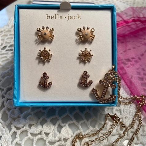 Bella Jack Jewelry Bella Jack Ahoy Anchor Necklace And Three Pairs
