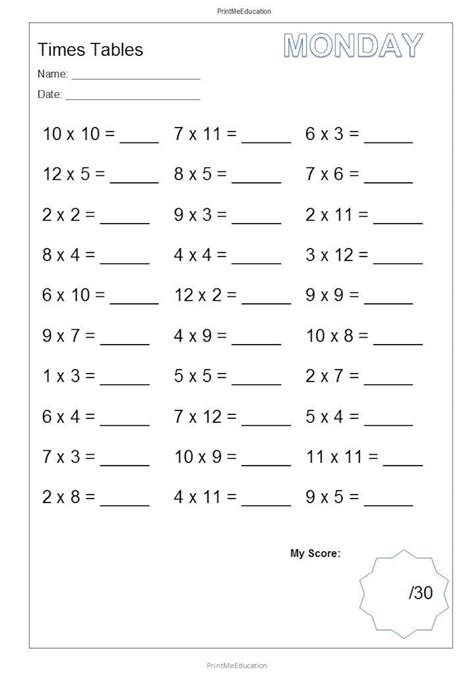 Times Tables Worksheets Printable Math Worksheets Worksheets Library