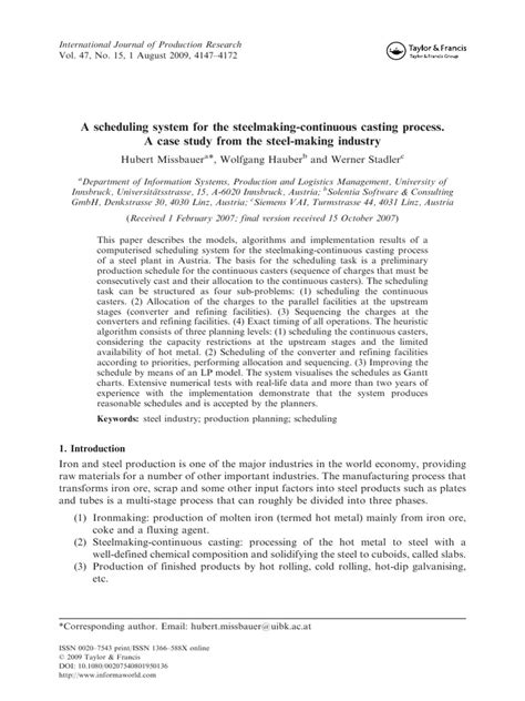 A Scheduling System For The Steelmaking Continuous Casting Process