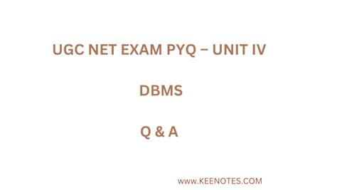 PYQ UNIT IV DBMS KEY NOTES