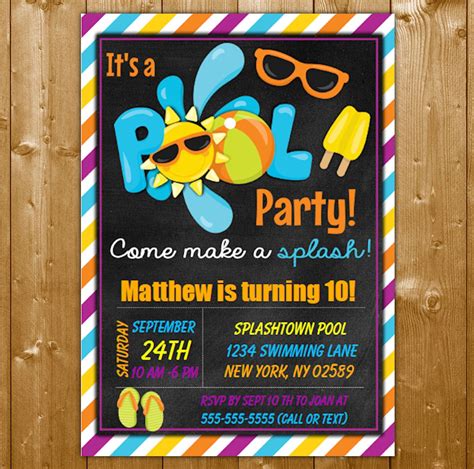 Pool Party Invitations Printable Printable Board Games