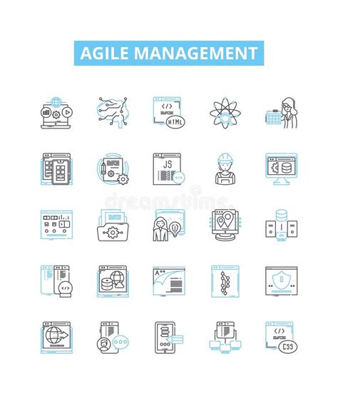 Agile Management Vector Line Icons Set Agile Management Process