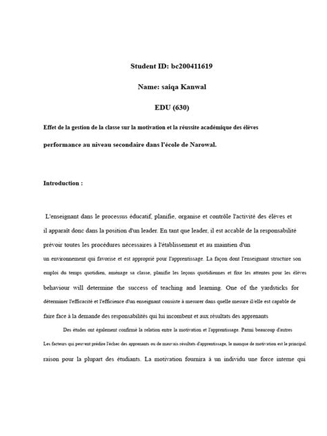 Gestion De Classe Et Réussite Des élèves Pdf Motivation Motivant