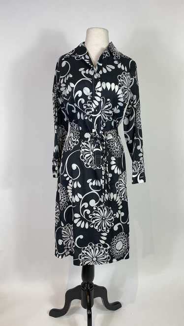 1960s Lady Bayard Bold Floral Print Button Up Dress Gem