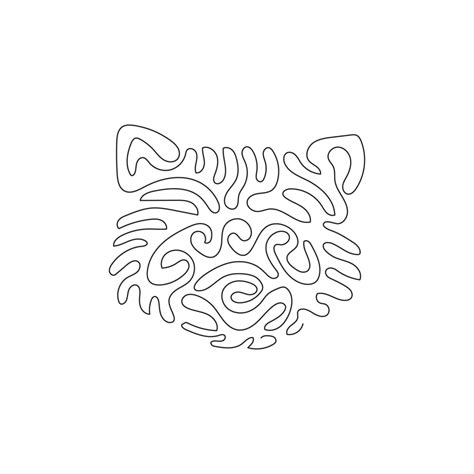 Single One Curly Line Drawing Of Cute Raccoon Abstract Art Continuous Line Draw Graphic Design