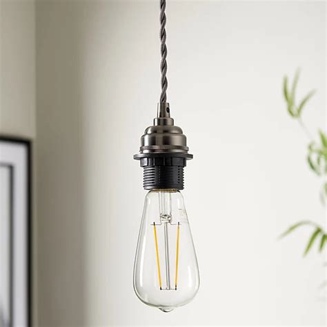 Colours Pewter Effect E27 Cable Light Set L 1500mm