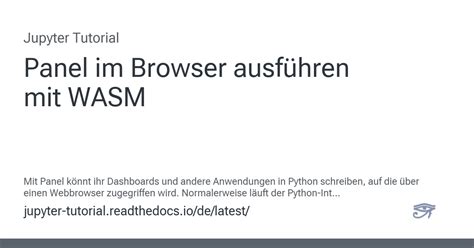 Panel im Browser ausführen mit WASM Jupyter Tutorial 24 1 0