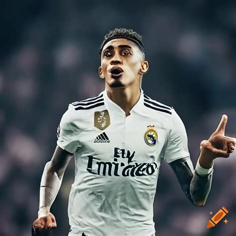 Raphinha Brazilian Soccer Player Celebrating A Goal With Real Madrid